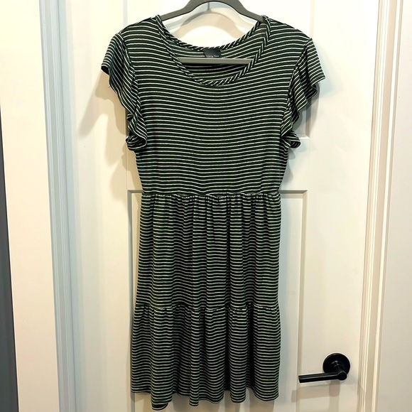 Olivia Rae | Dresses | Olivia Rae Green And White Stripe Tiered Dress ...